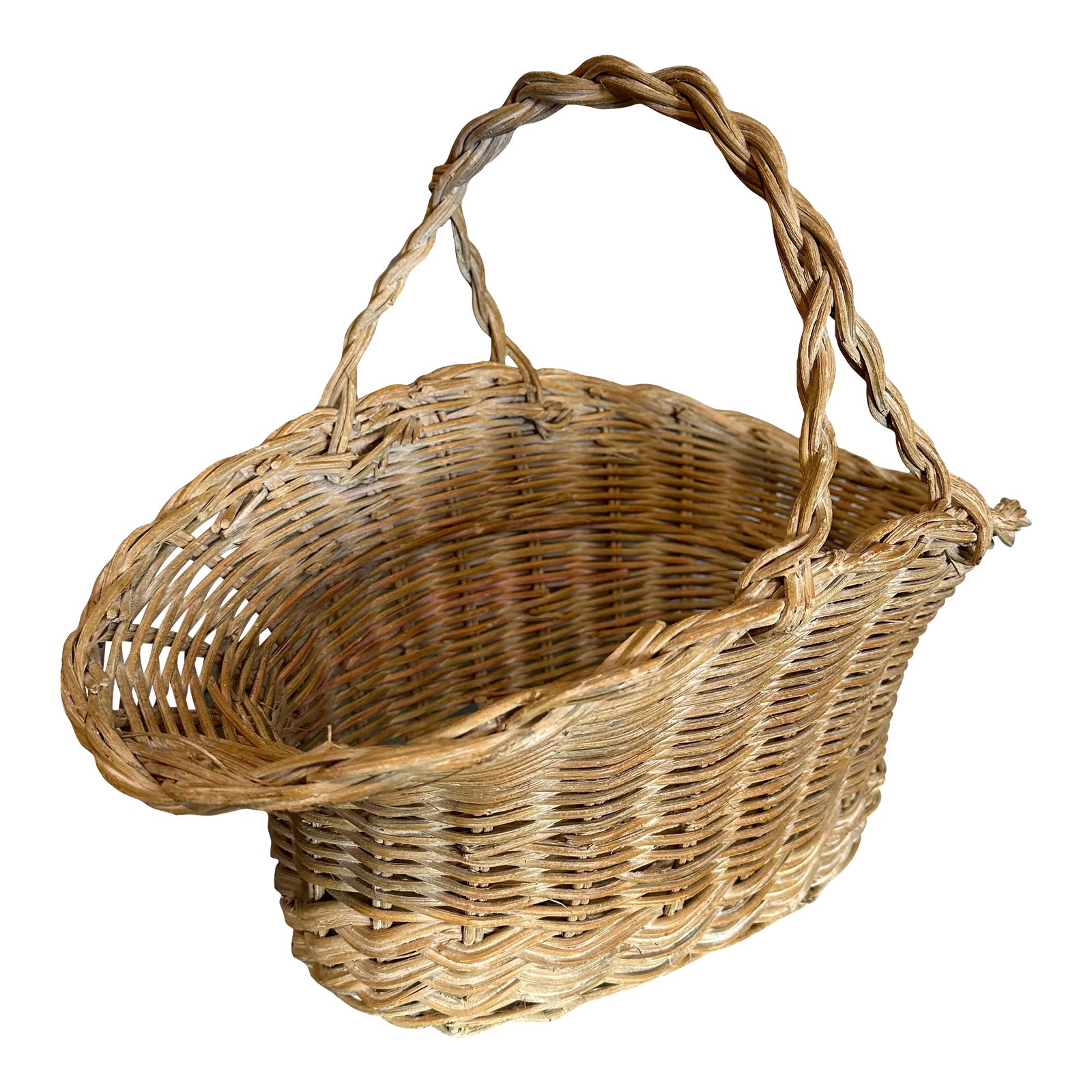 French Wicker Handled Basket | Chairish