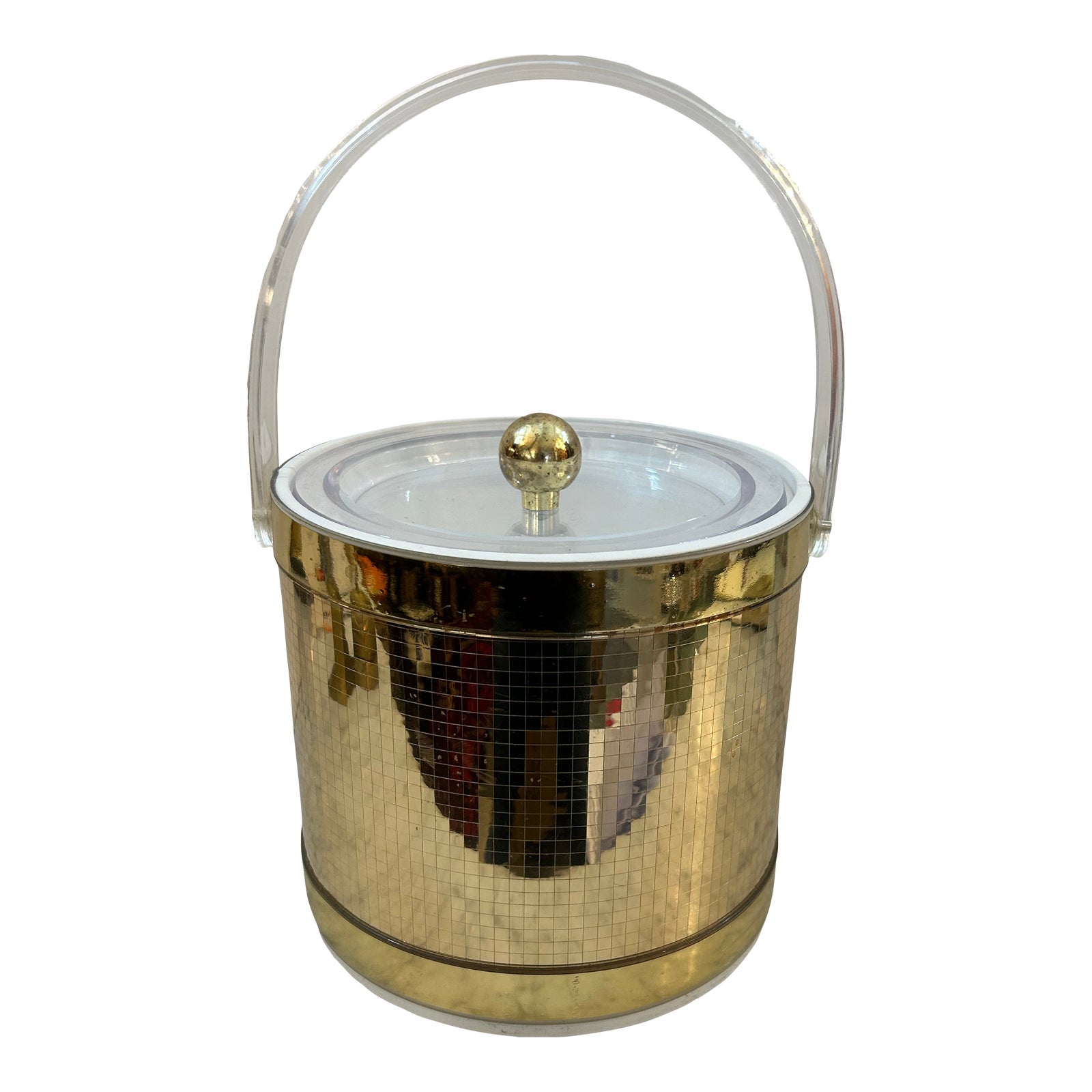 Georges Briard 1970s Brass Finish and Vinyl Ice Bucket Signed | Chairish