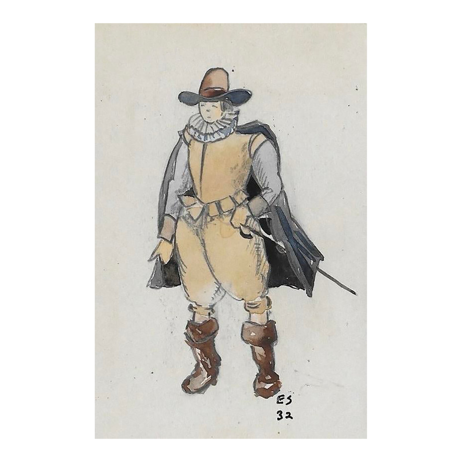 1932 Swashbuckler Costume Study by Eunice Starkie | Chairish
