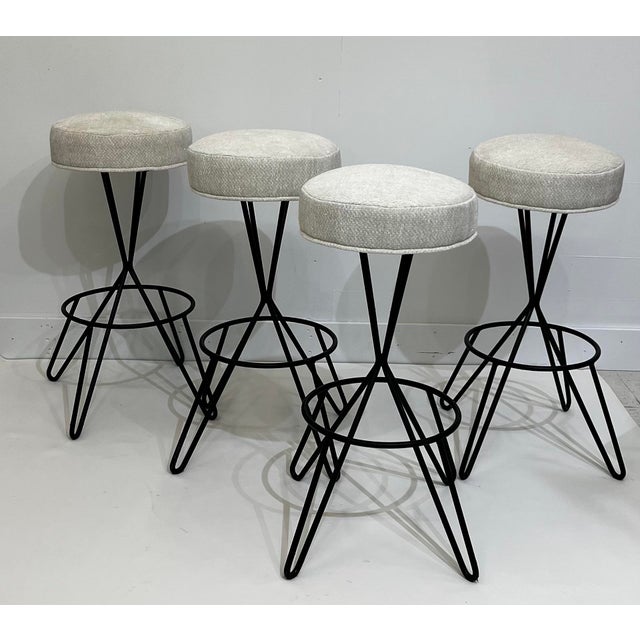 Atomic Swivel Iron Stools Attributed to Paul Tuttle Hair Pin Legs Set ...