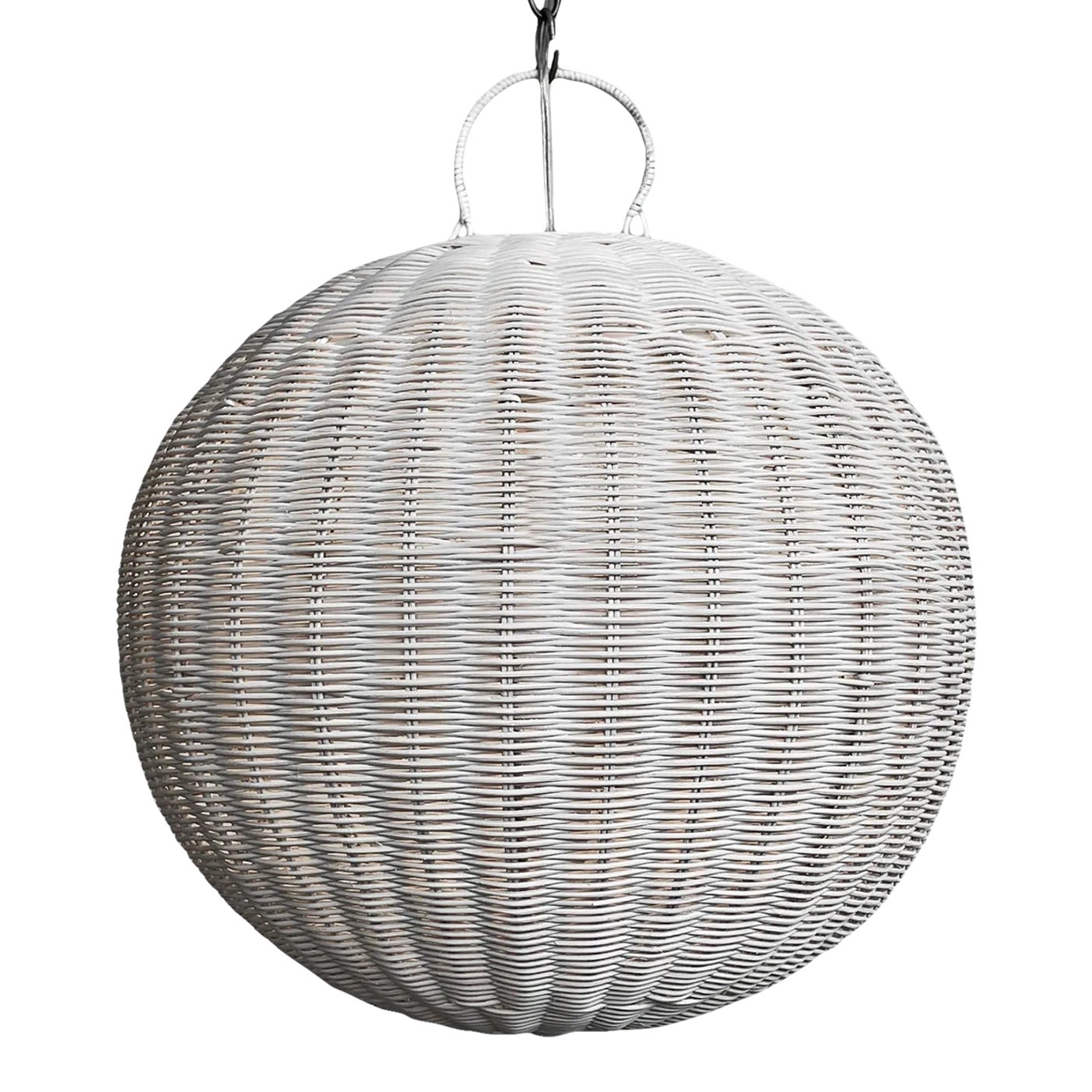 White Wicker Globe Pendant Light | Chairish