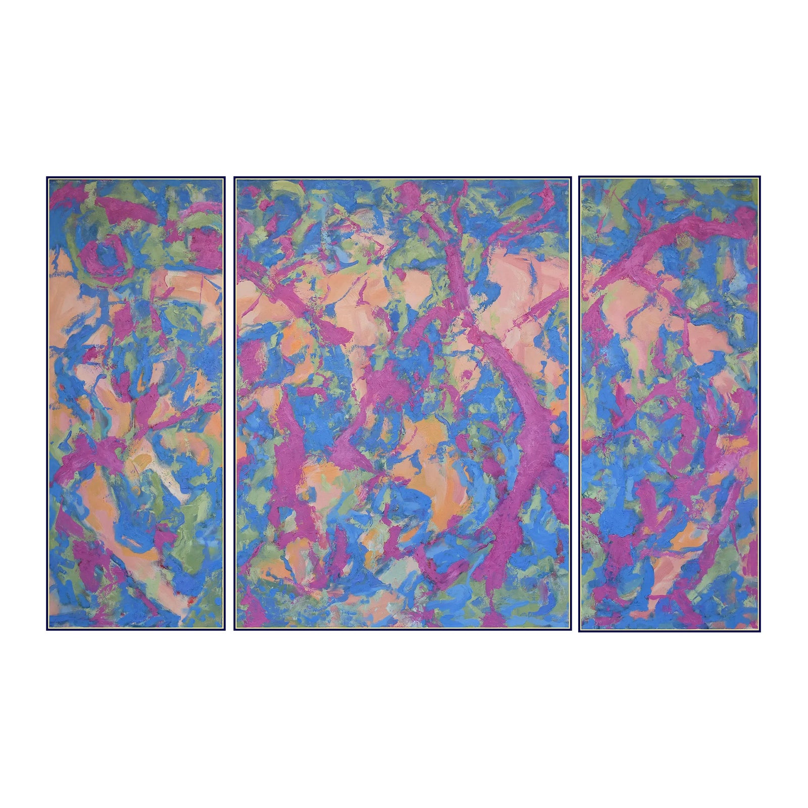 'Summer of Haiku' Contemporary Abstract Expressionist Triptych Oil ...