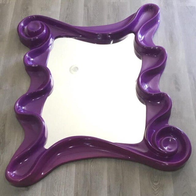 Custom Lacquered Vintage Purple Mirror | Chairish