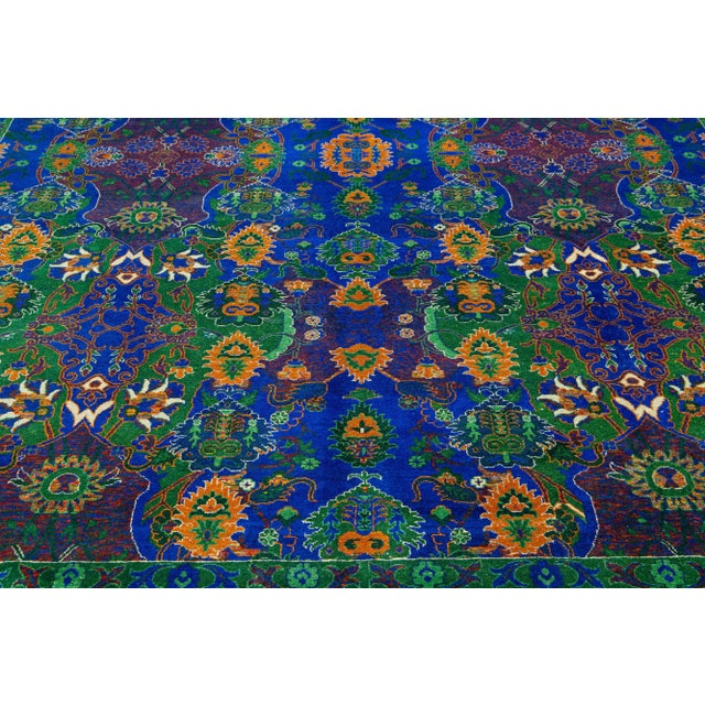 2010s Contemporary Transitional Handmade Wool Rug With Blue and Green ...