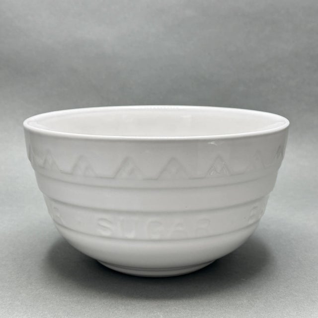 Vintage White Ceramic Mixing Bowl With Embossed Baking Terms "Flour ...