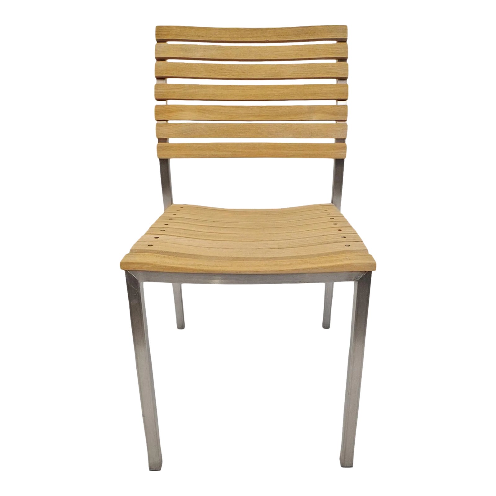 Teak Slat Simple Chair | Chairish