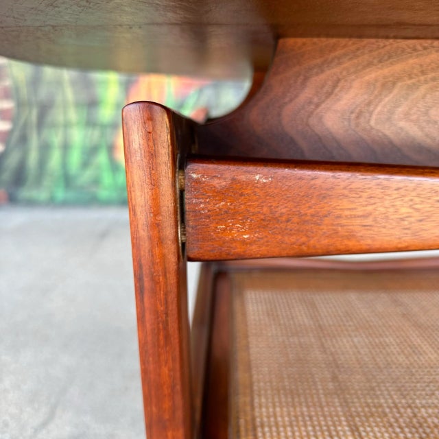 Jens Risom Two Two-Tiered Caned Side Table | Chairish