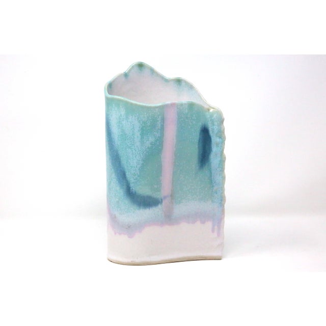 1990's Studio Pottery Wedge-Shaped Vase | Chairish