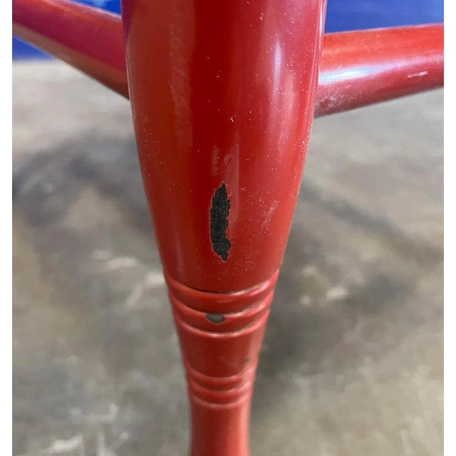 Chinese Red Lacquer With Caning Thebes Stool From the Madeline Stuart Collection | Chairish