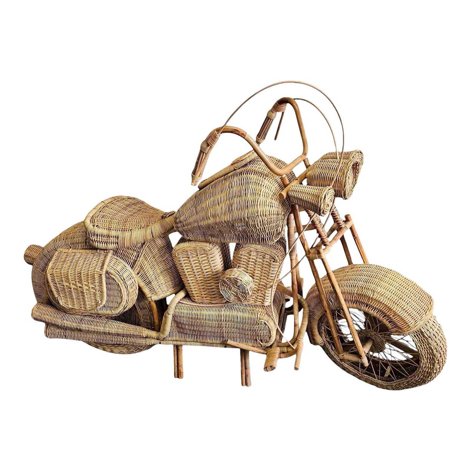 Vintage Wicker / Rattan Harley Davidson Motorcyle Life Size Statue ...