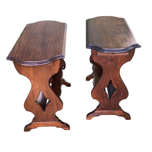 1950s Pair of Cigar Tables With Pull Out Ashtray Shelf and Brass ...