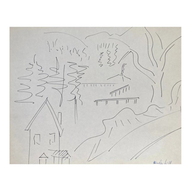 1960s Frank Wallace Underhill Vermont Landscape Drawing | Chairish