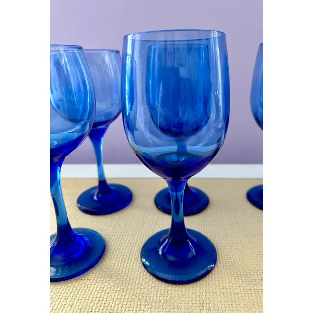Late 20th Century Libbey Cobalt Blue Stemmed Glasses - Set of 8 | Chairish