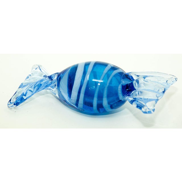 Vintage Large Murano Decorative Blown Glass Wrapped Blue Hard Candy ...