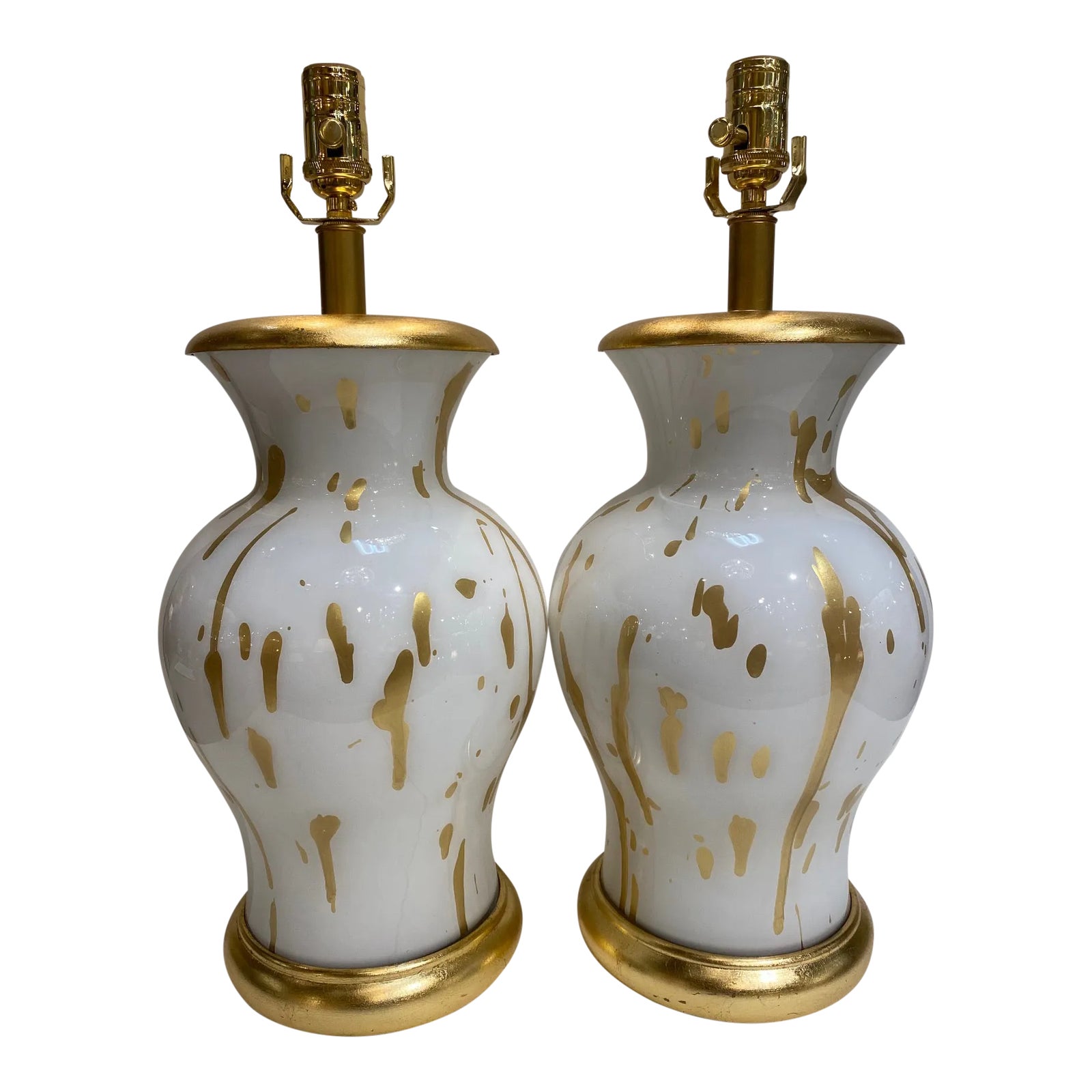 Contemporary Gold Pop Splatter Table Lamps - a Pair | Chairish