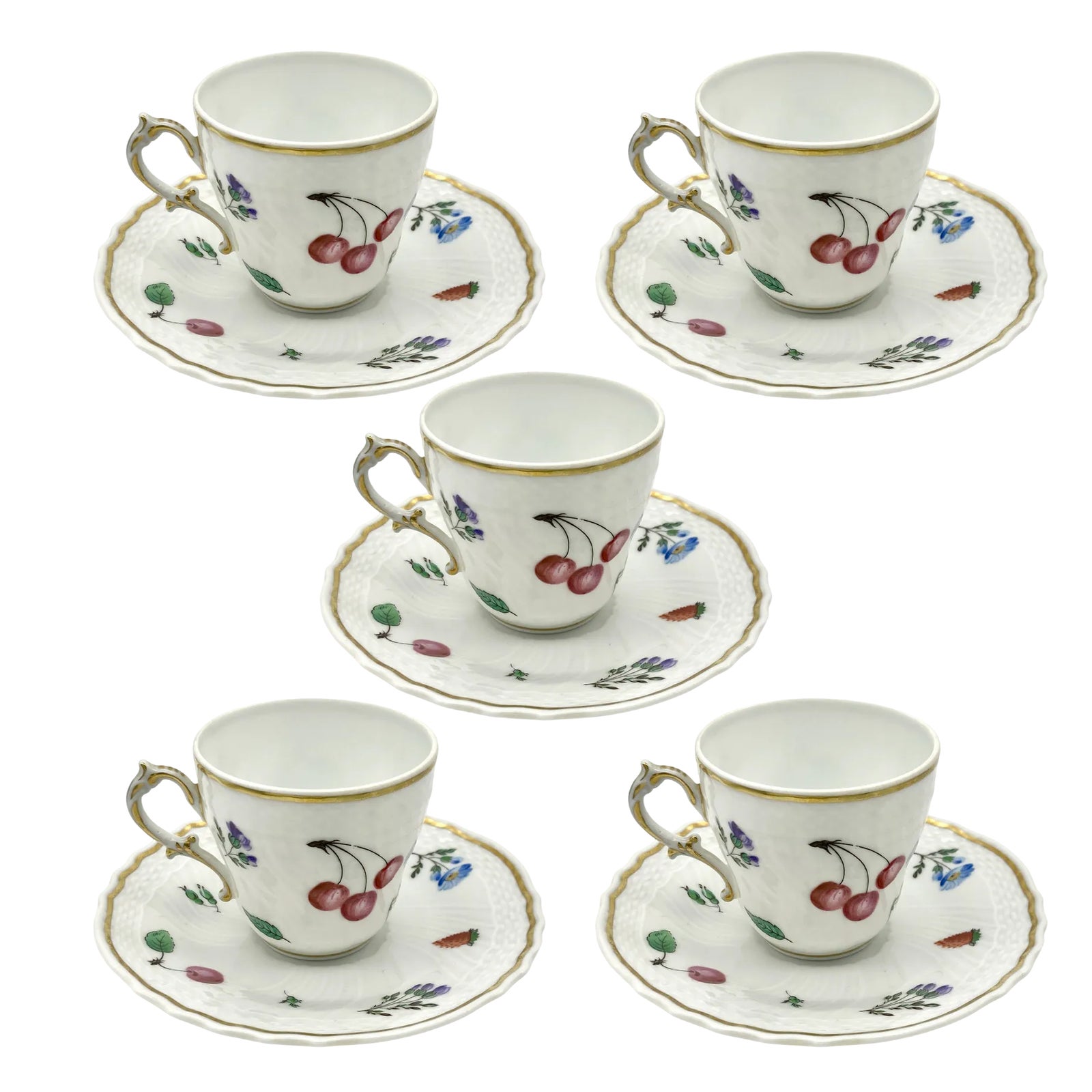 Italian Hand Painted Porcelain Coffee Cups and Saucers by Richard ...