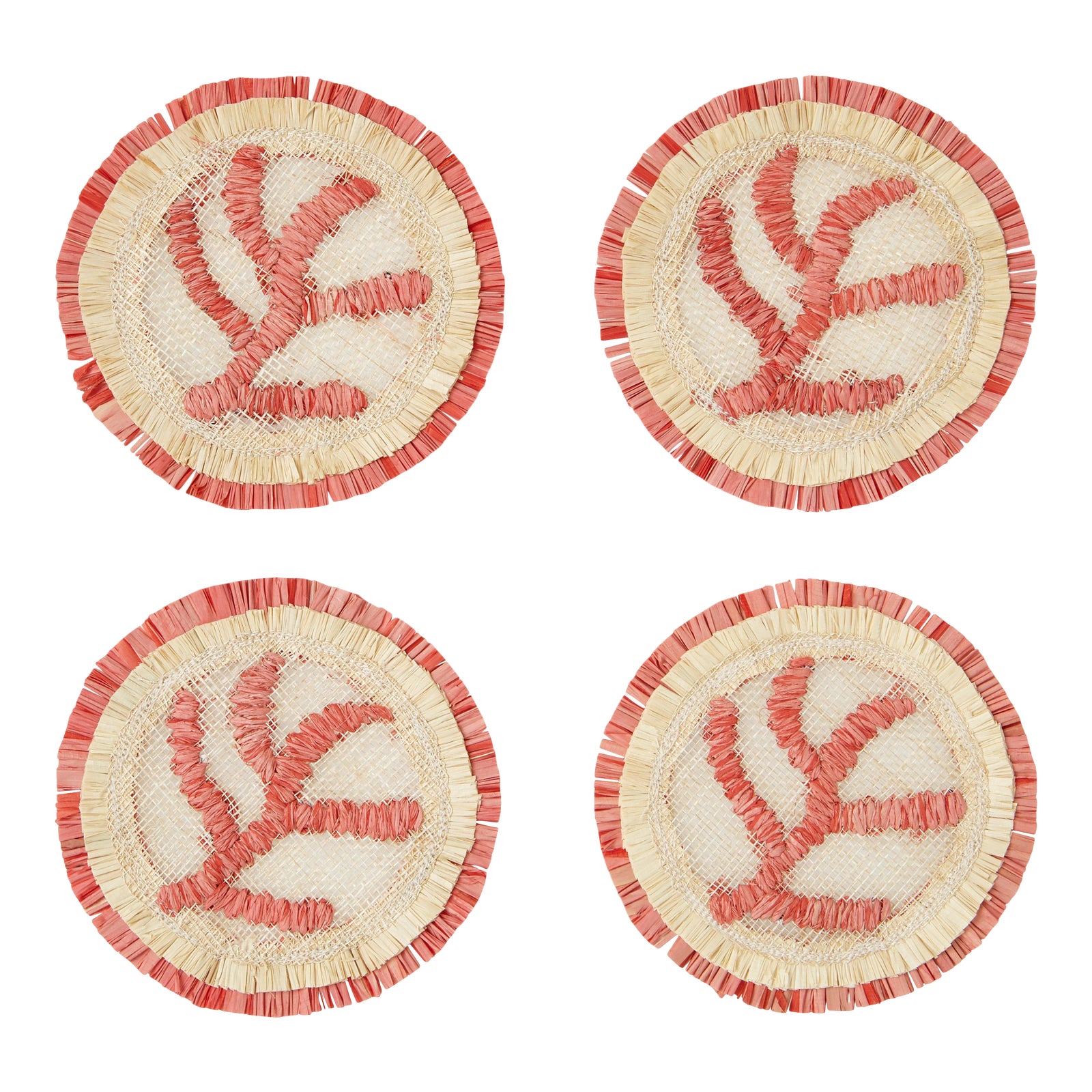 Coral Straw Coasters, Set of 4 | Chairish