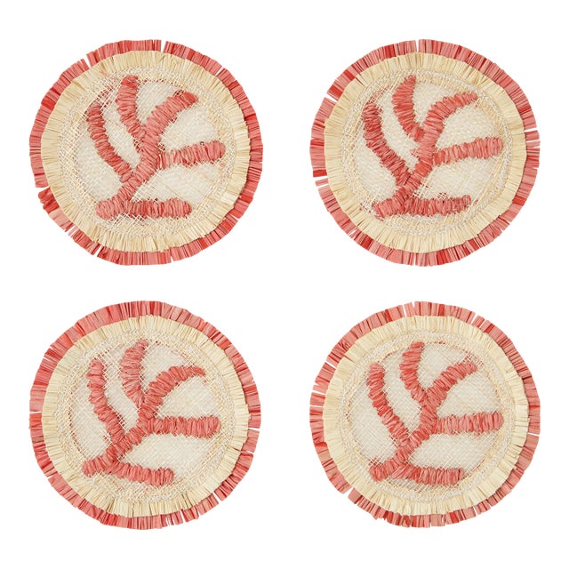 Coral Straw Coasters, Set of 4 | Chairish