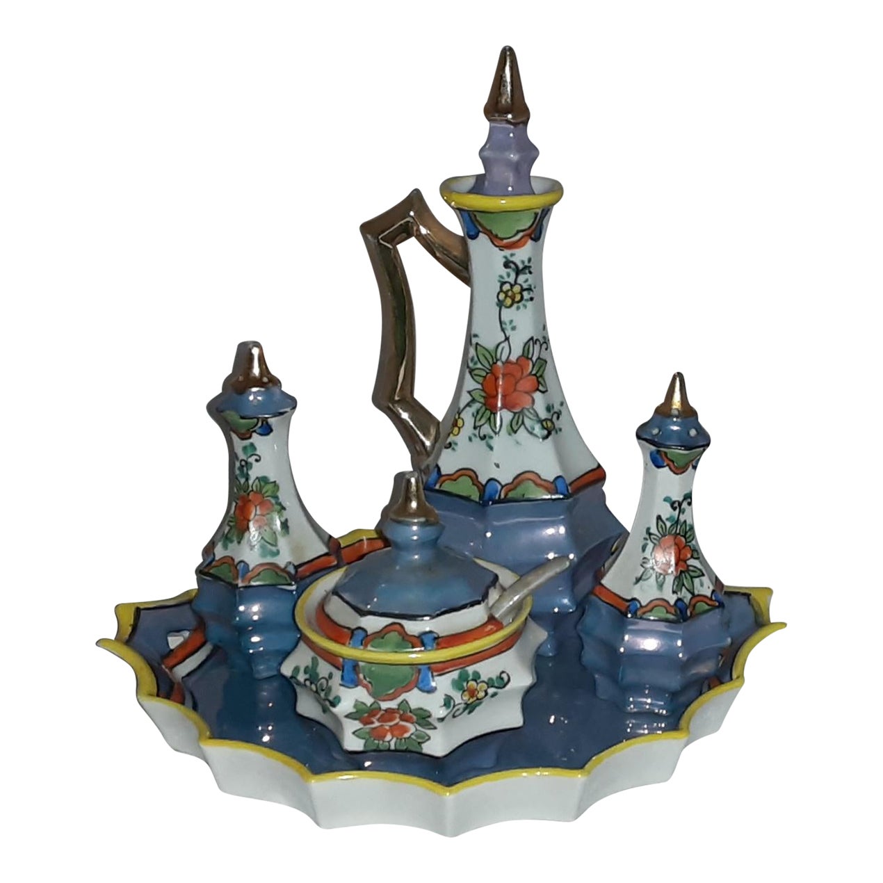 Mid 20th Century Japanese Porcelain Cruette Set- 8 Pieces | Chairish