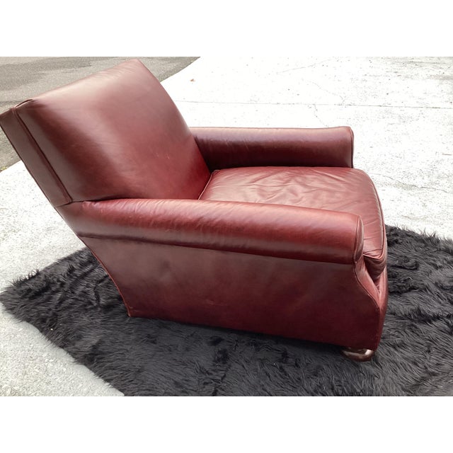 Vintage Large Burgundy Leather Club Chair by Hickory Furniture | Chairish