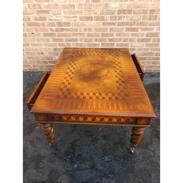 1960s Vintage Victorian English Parquetry 2 Drawer Coffee Table | Chairish