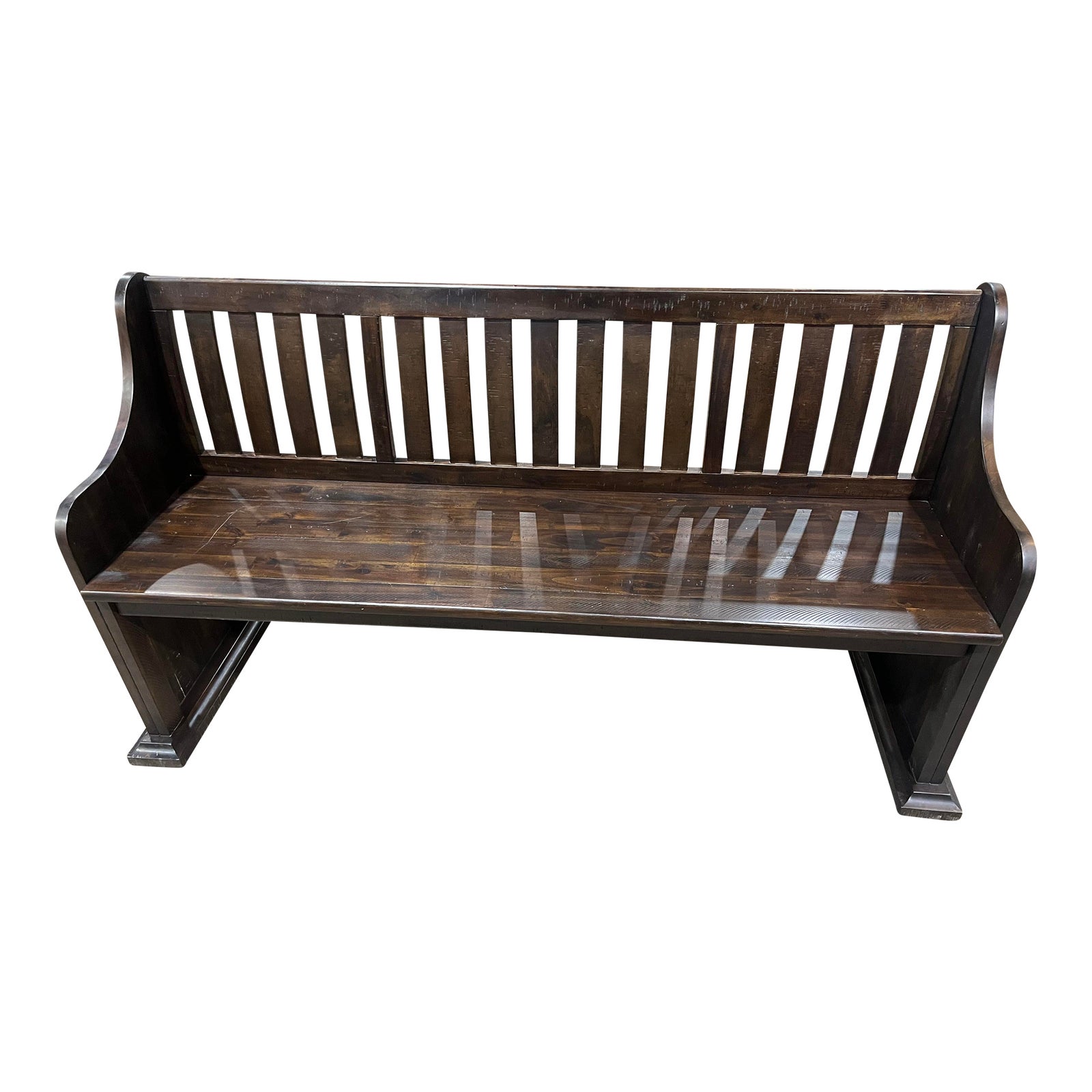 Classic Dark Wood Bench | Chairish