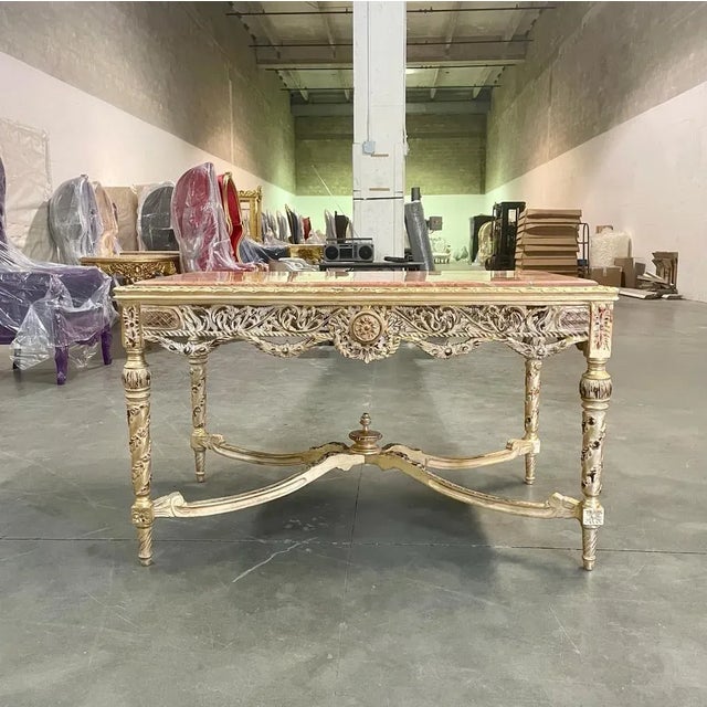 1950s French Baroque Coffee Table with Gold Leaf | Chairish