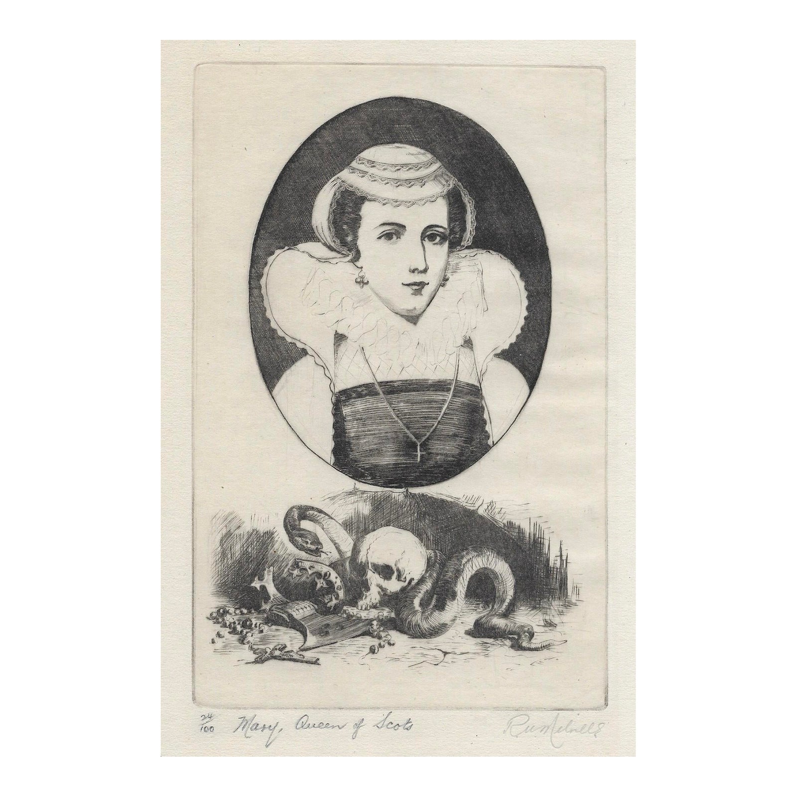 1970s Mary Queen of Scots Etching by Melville | Chairish