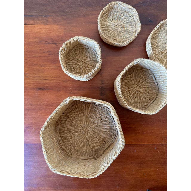 A Trio of Nesting Vintage Woven Baskets With Lids | Chairish