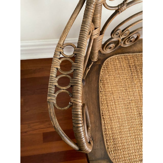 Antique American Victorian Wicker and Cane Courting Bench Chair Settee ...