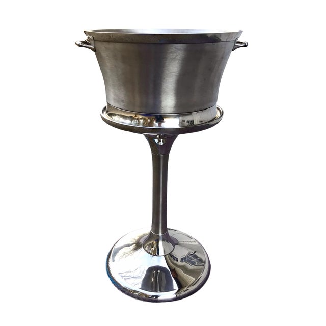Frontgate Metal Beverage Ice Bucket on Stand | Chairish