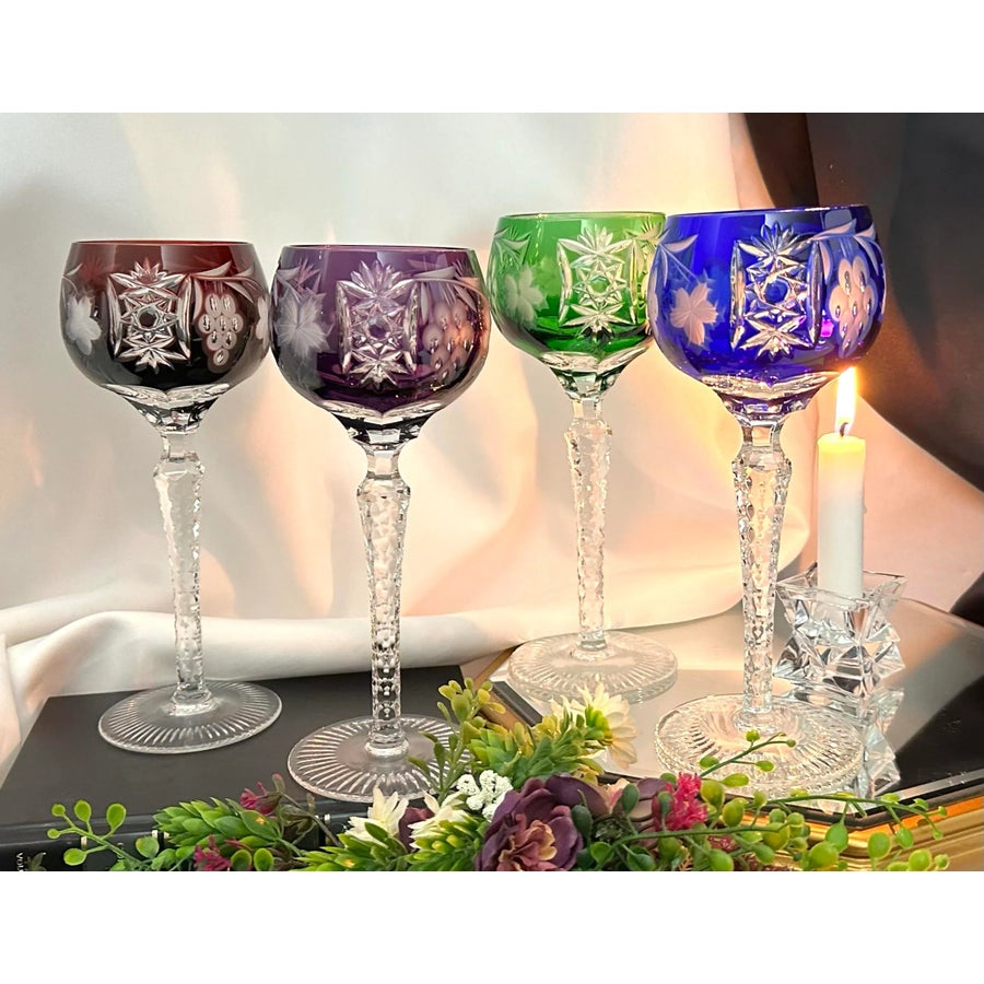 multi coloured wine goblets