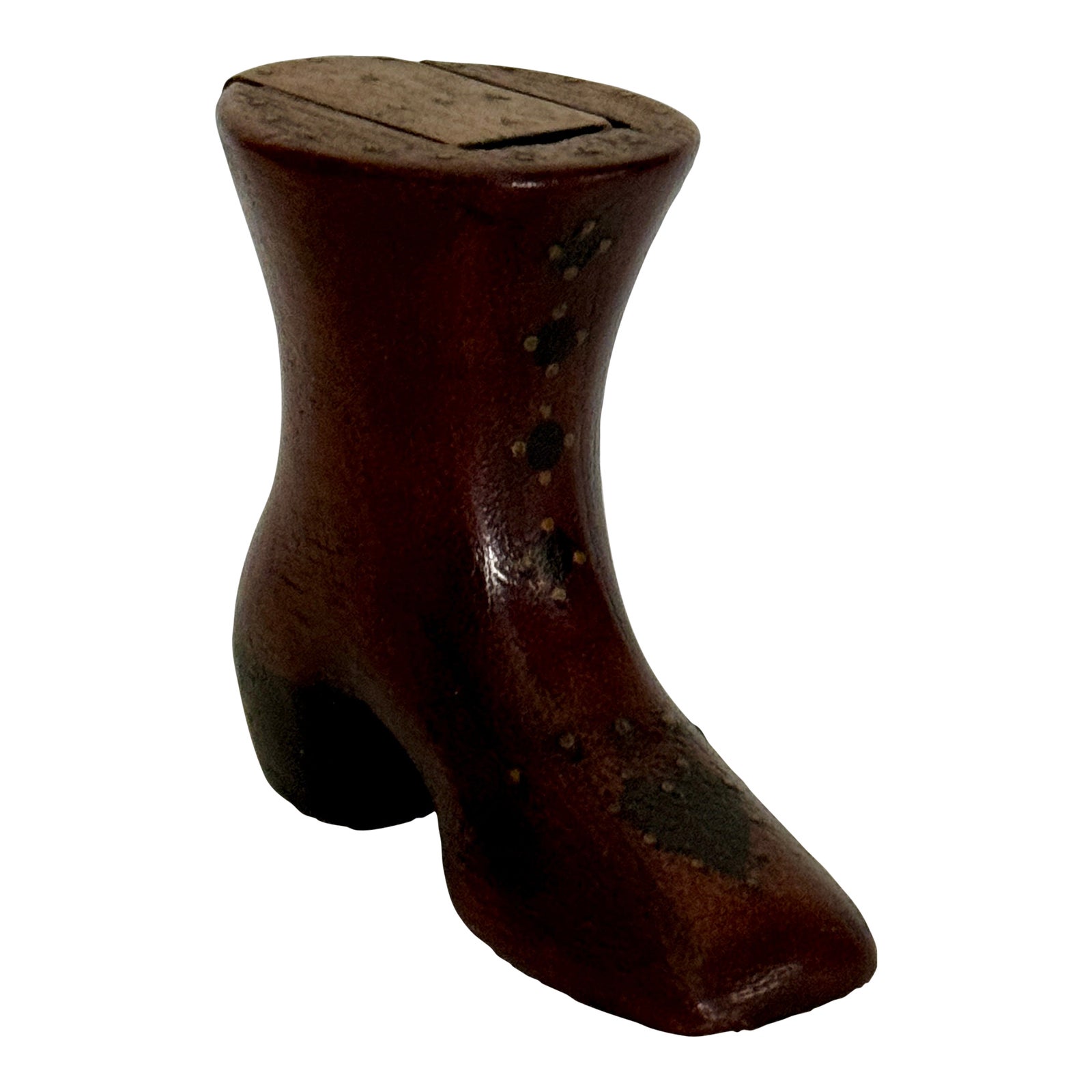 19th Century Antique English Victorian Wood Carved Boot Snuff Box With ...