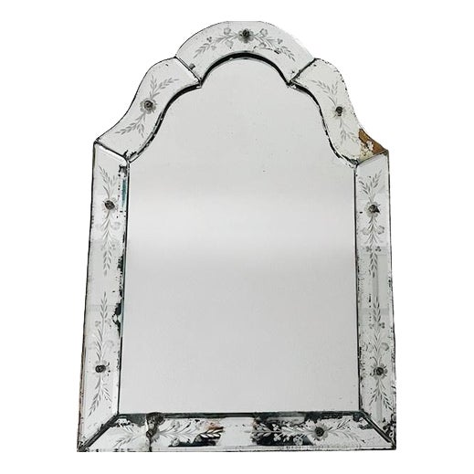Antique Venetian Table Mirror in Etched Glass, 1900s | Chairish
