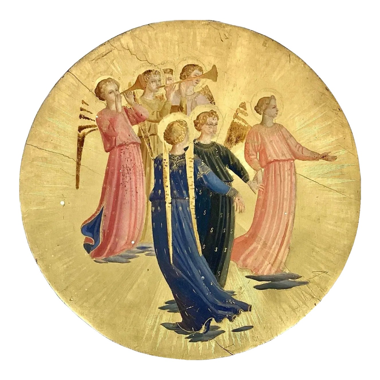 19th Century After Fra Angelico "A Group of Angels" Painted on Wood ...