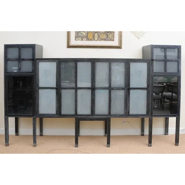 Pace Cerused Ash and Sandblasted Glass Cabinet | Chairish
