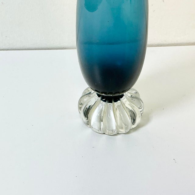 Mid-Century Boho Chic Hollywood Regency Cerulean Cut to Clear Bud Vase ...