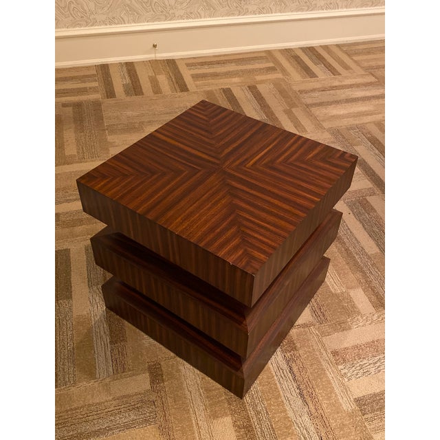 Contemporary Zebra Wood Side or End Table | Chairish