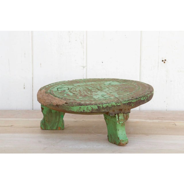 Indian Ceremonial Carved Low Bajot Table | Chairish