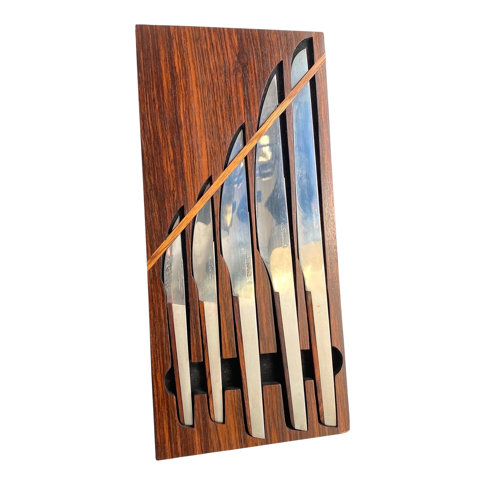 Mid Century Danish Modern 1960s Rosewood Stainless Steel Hanging Knife ...