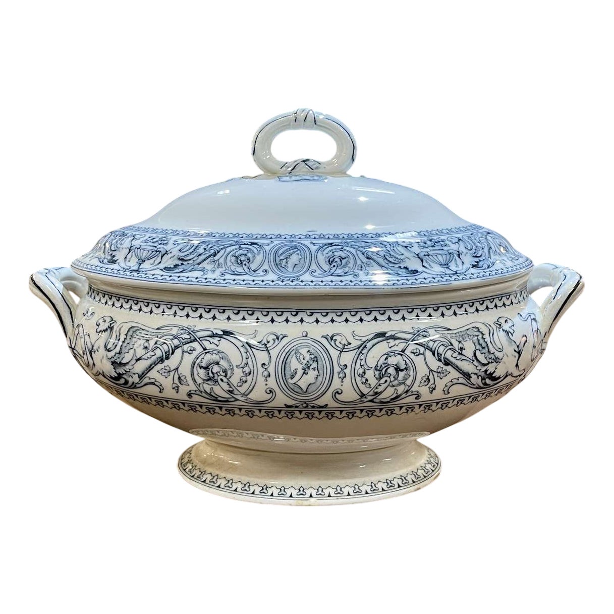 Antique English Minton Porcelain Soup Tureen, 1890s | Chairish