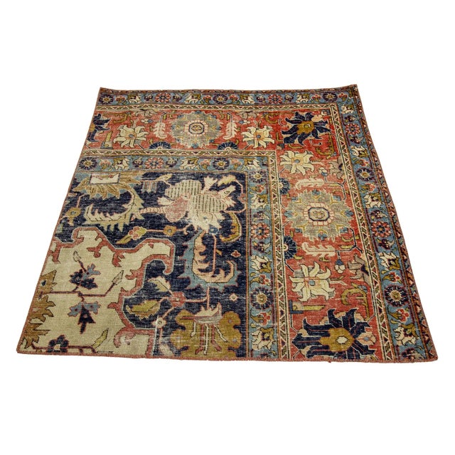 1960s Vintage Worn Persian Rug- 3′4″ × 3′4″ | Chairish