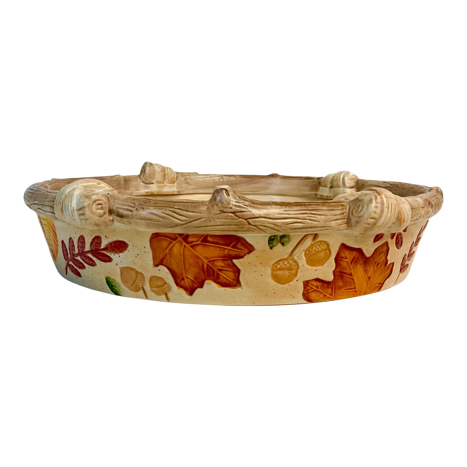 1980s Vintage Arts & Crafts Faux Bois Fall Pie Dish, Leaves, Berries ...
