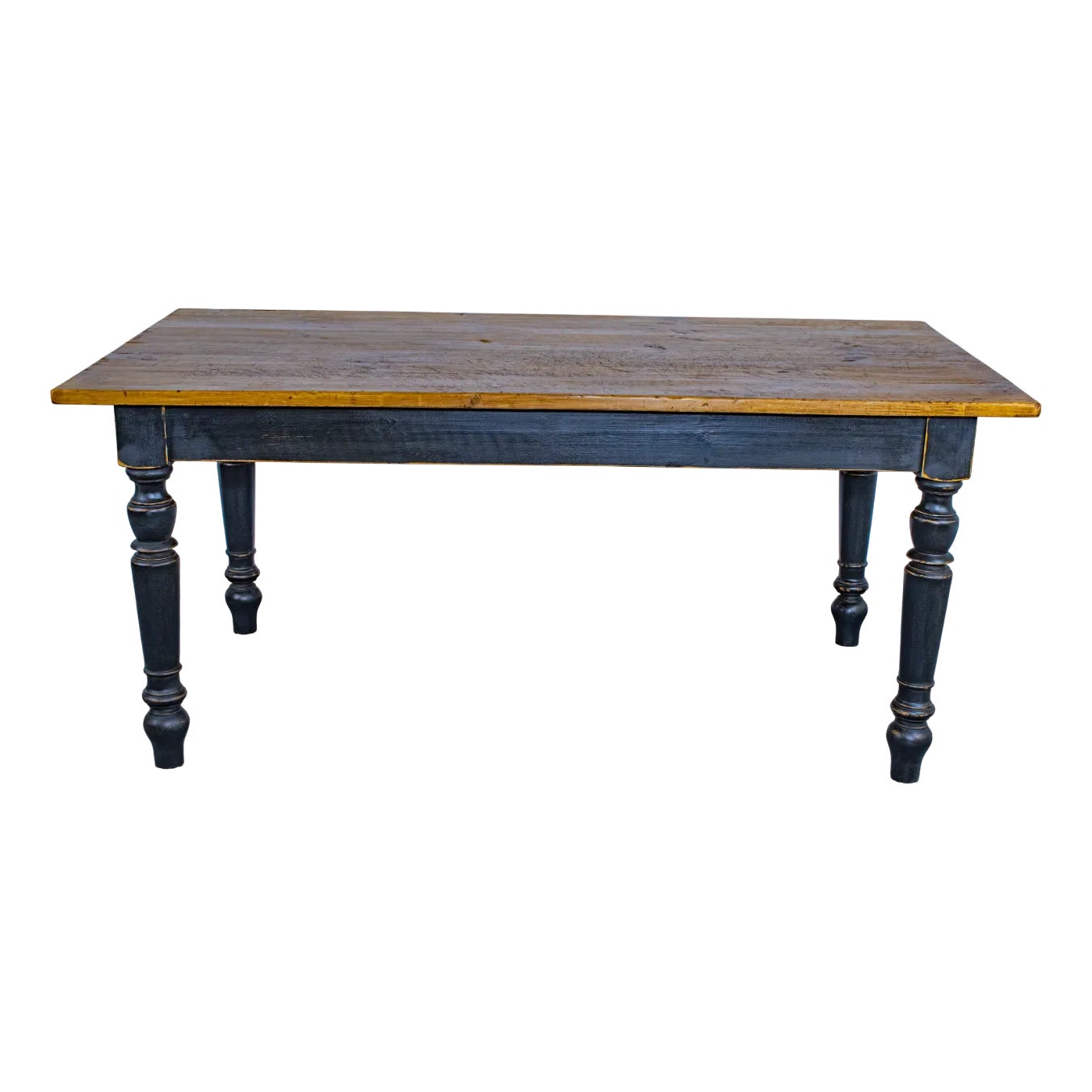 Vintage Hungarian Pine Farm Table with Lathed Legs, 1890s | Chairish