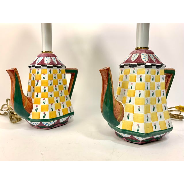 Vintage Mackenzie Childs Style Colorful Checkered Ceramic English ...