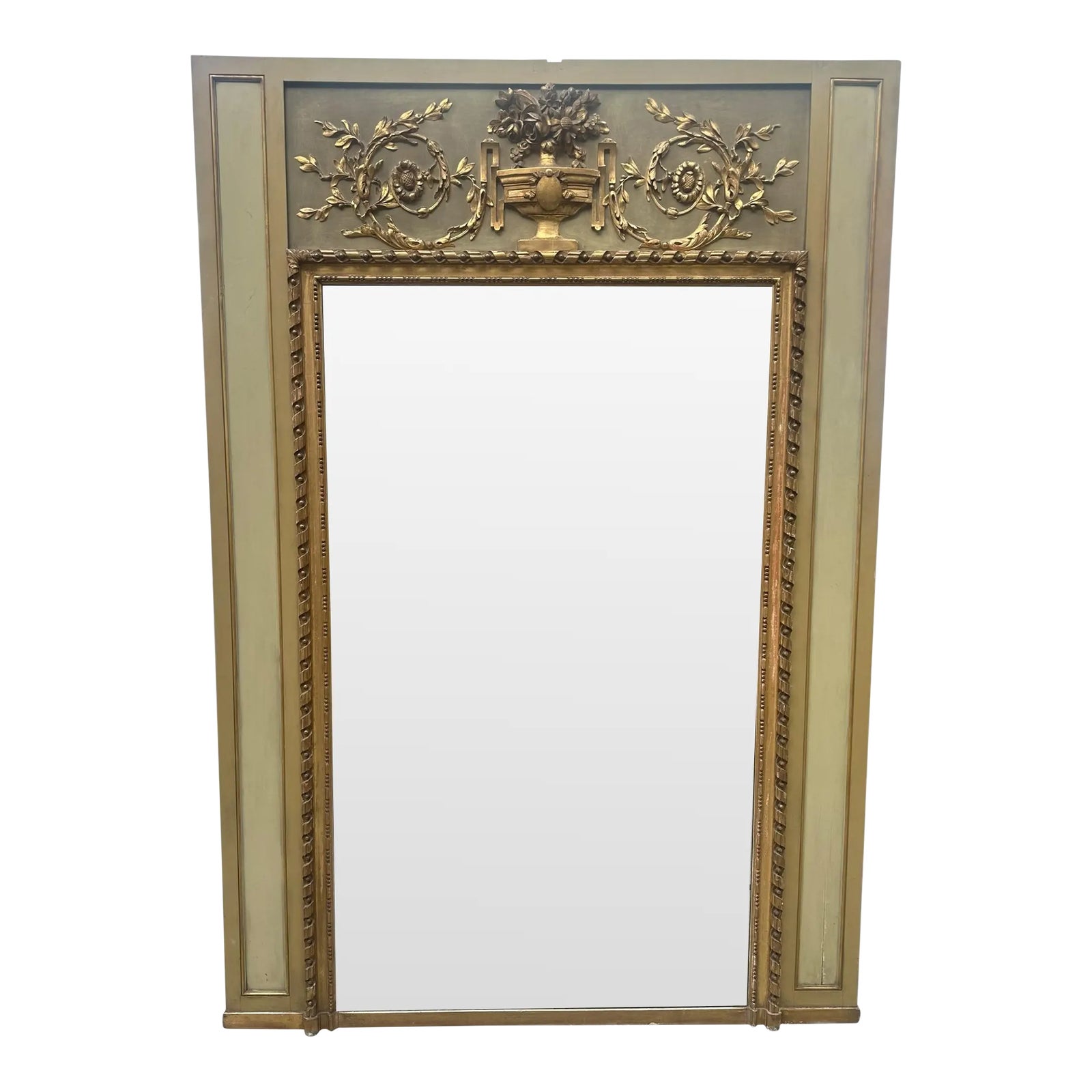 Huge Antique Neoclassical Giltwood Tremeau Mirror | Chairish