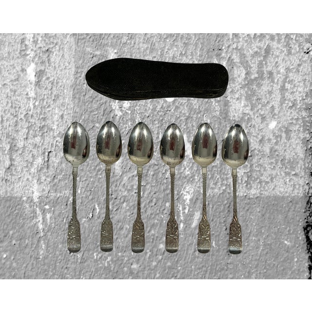 Antique Sterling Silver English Teaspoons, Original Shagreen Box, Dated ...