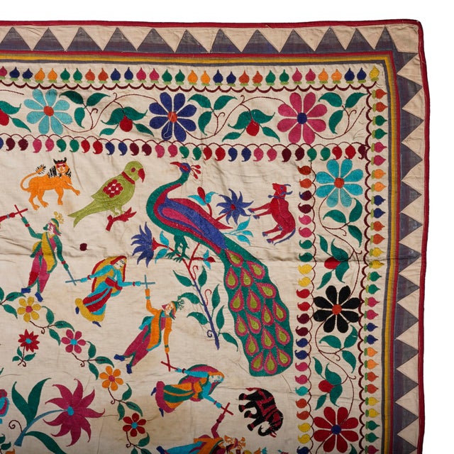 Vintage Hand Embroidered Textile Wall Decor Tapestry | Chairish