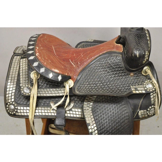 Vintage Simco Black Brown Leather Studded Western Horse Show Saddle ...