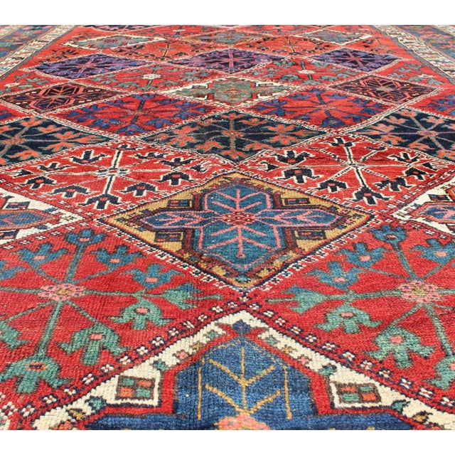 Antique Persian Qashqai Rug With Tulips, Diamond Patterns and Star ...